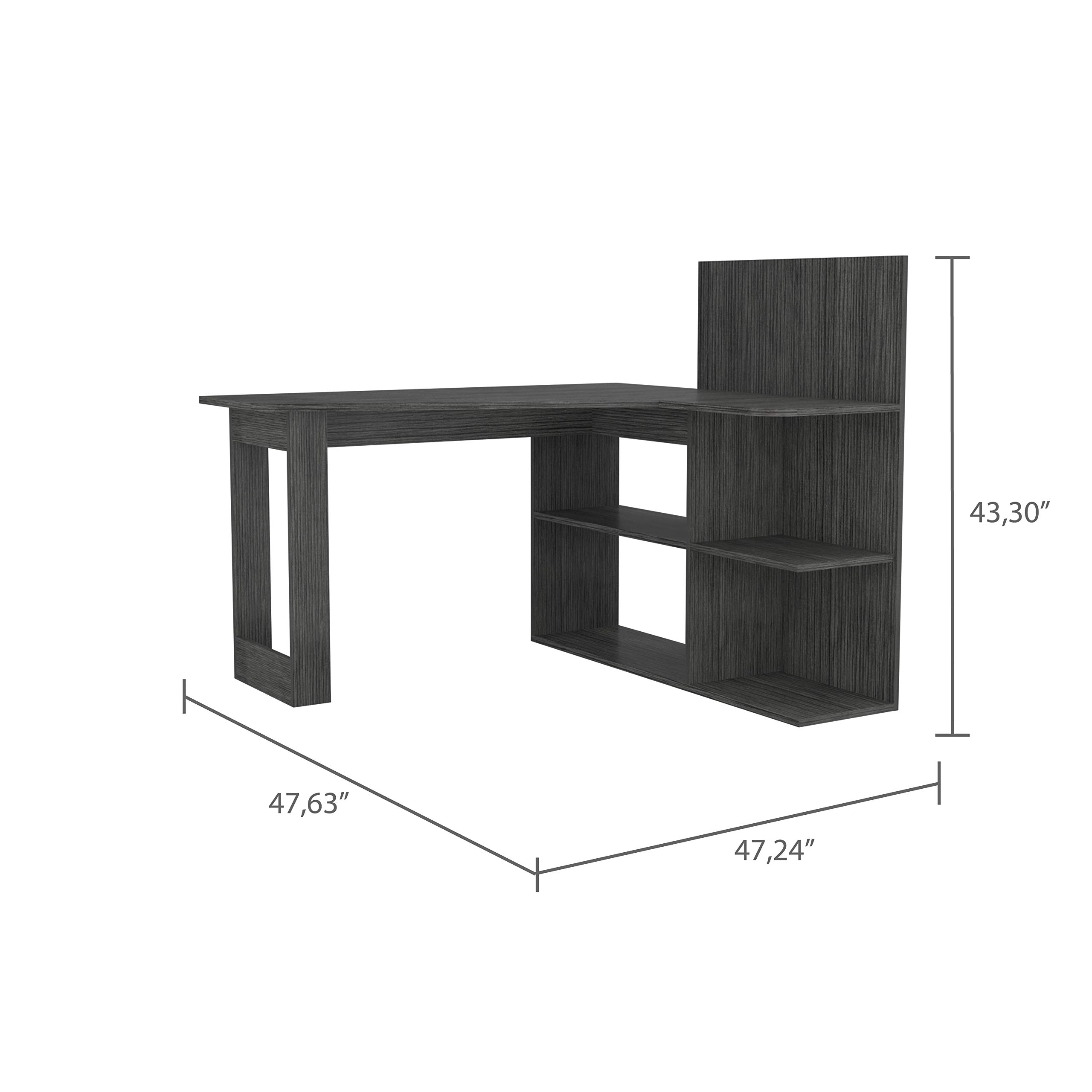 Anwickmak 51.7'' L Shaped Desk with Side Shelves, Computer Desk Corner Gaming Desk with 4-Shelf and Baffle for Home Office Gaming Writing Workstation Easy to Assemble(Gray)