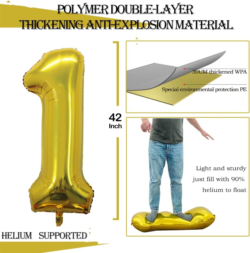 GOER 42 Inch Gold Number 18 81 Balloon,Jumbo Foil Helium Balloons for 18th 81st Birthday Party Decorations and Anniversary Event