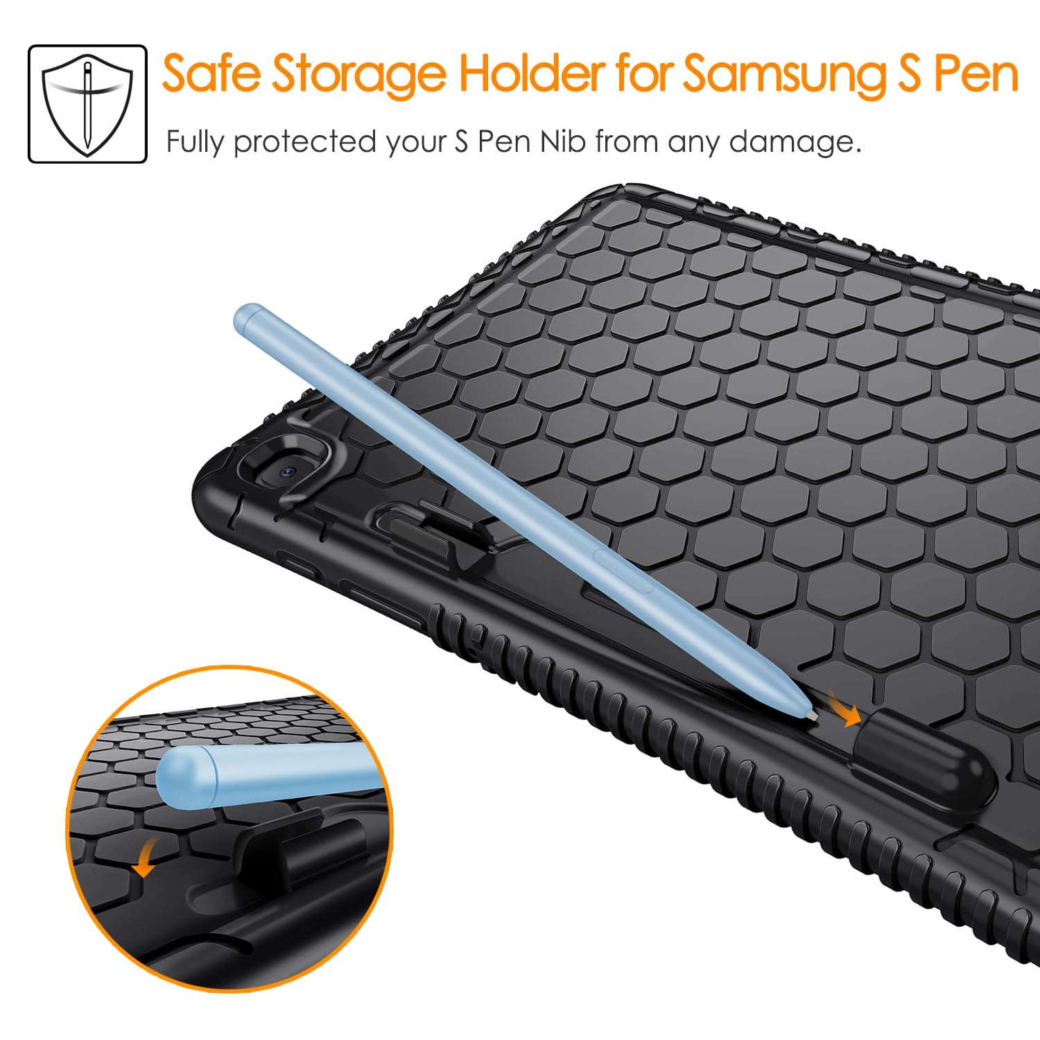 Fintie Silicone Case for Samsung Galaxy Tab S6 Lite 10.4 Inch 2024/2022/2020, Honey Comb Series Kids Friendly Light Weight Shock Proof Protective Cover, Black