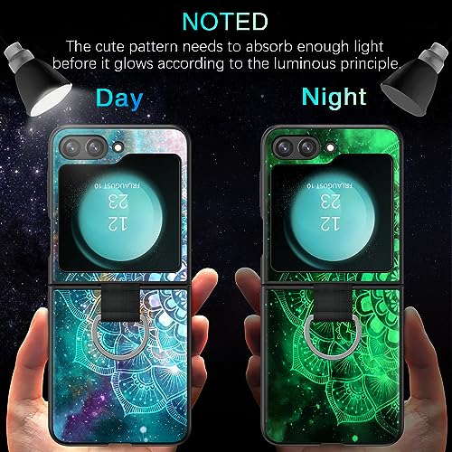 BENTOBEN Samsung Galaxy Z Flip 5 Case, Slim Fit Glow in The Dark Soft Flexible Bumper Protective with Ring Shockproof Anti Scratch Non-Slip Case Cover for Galaxy Z Flip 5 6.7β 2023, Mandala in Galaxy