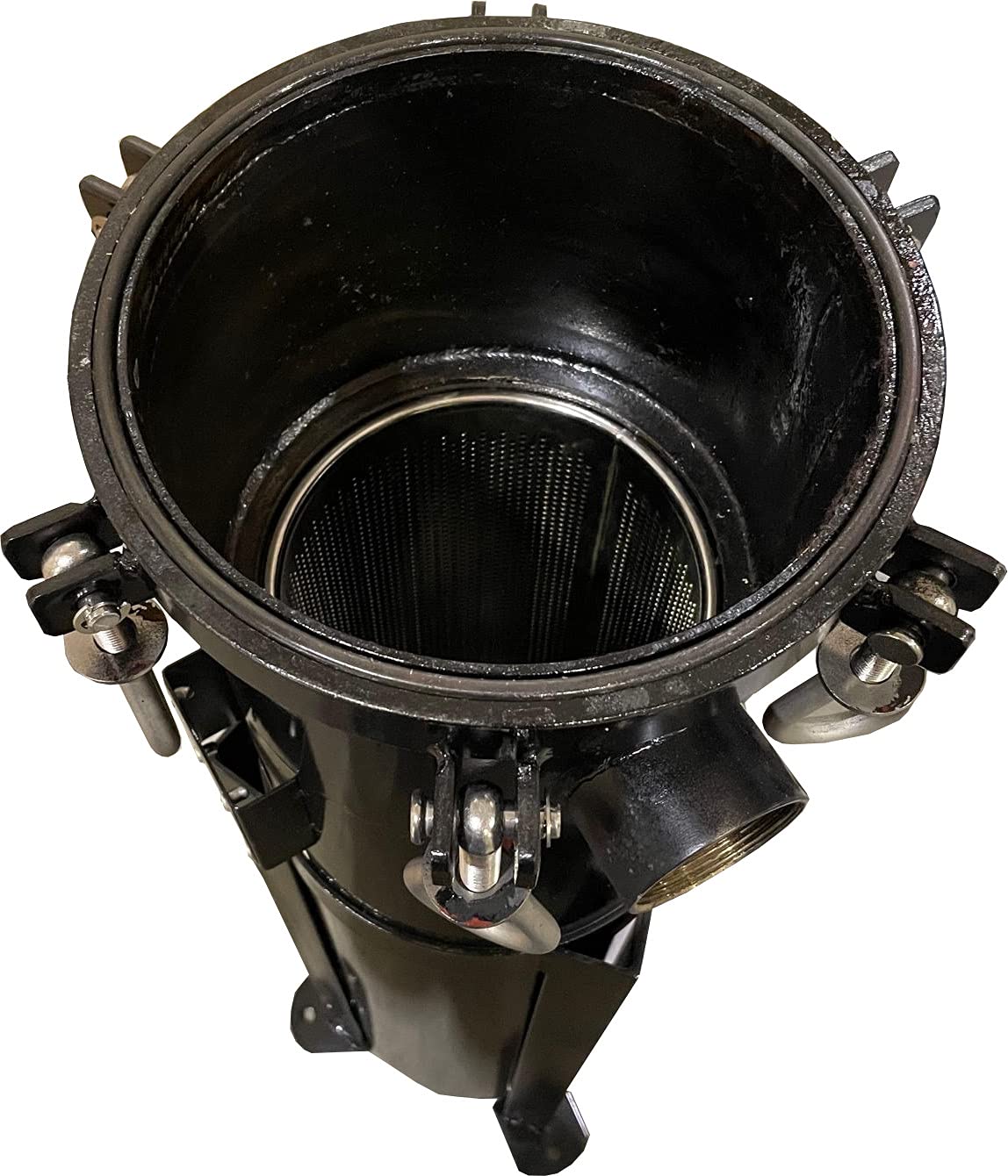 PRM #2 Carbon Steel Bag Filter Housing - 8"x30" - 2" NPT Inlet/Outlet - Dual Side & Bottom Outlets - 150 PSI Max - FKM O-Ring, 100 GPM Flow, Epoxy Coated, Stainless Steel Basket, Safety Vent