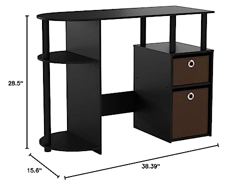 FURINNO Jaya Computer Study Desk with Bin, Brown