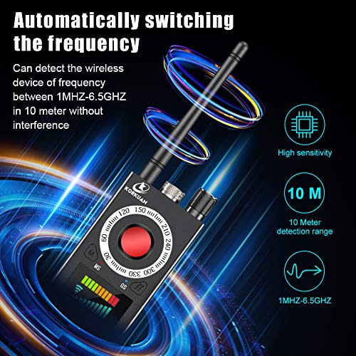 Anti Spy Detector, RF Detector & Camera Finder, Bug Detector, Upgraded RF Signal Detector, KORKUAN GSM Tracking Device for Wireless Audio Bug Hidden Camera Detector ¡