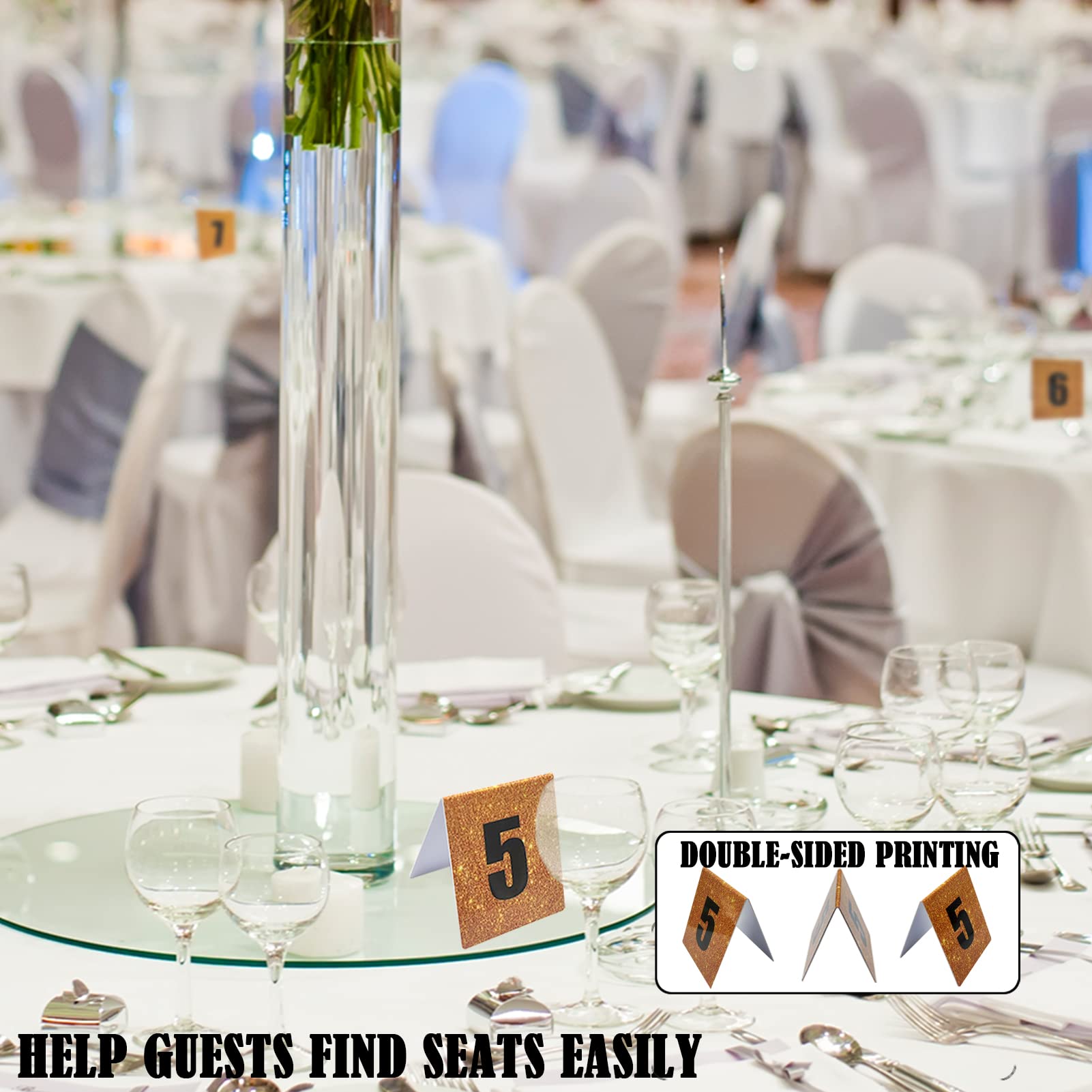 Table Numbers, 20 Pcs Wedding Table Numbers, Gold Double-sided Plastic Table Signs Seat Numbers for Wedding Reception Party Birthday Anniversary Catering Banquet Restaurant Event Decor,1-20