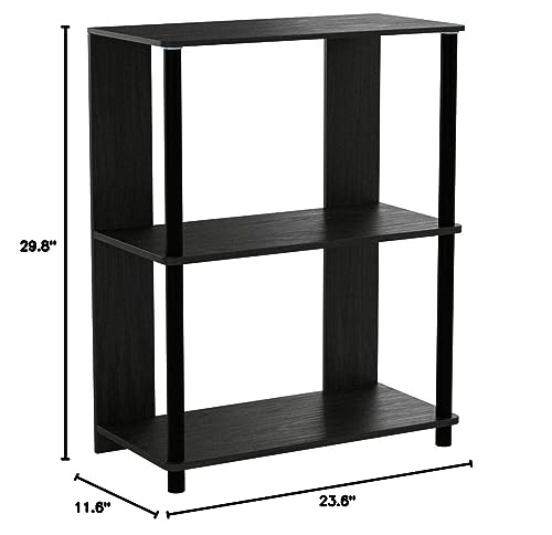 Furinno JAYA Simple Design 3-Tier Bookcase / Bookshelf / Display Rack, Plastic Tubes, Walnut
