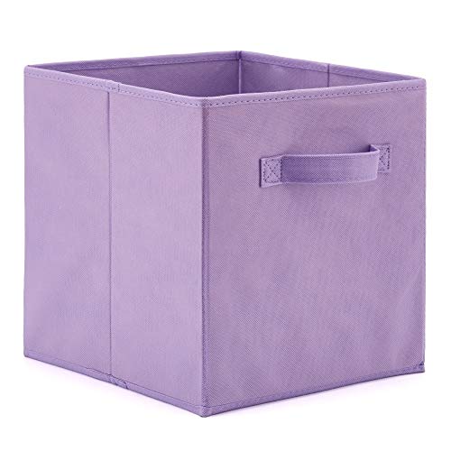 EZOWare Set of 12 Foldable Basket Bin Collapsible Storage Cube for Nursery, Kids Toys Organizer, Shelf Cabinet - (Pale Dogwood + Purple)