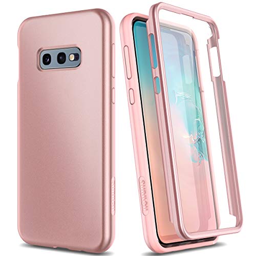 SURITCH Case for Samsung Galaxy S10e,【Built in Screen Protector】【Support Wireless Charging】 Rugged Back Cover Hybrid Bumper 360 Protective Case Matte Shockproof for S10e Case 5.8"(Rose Gold)