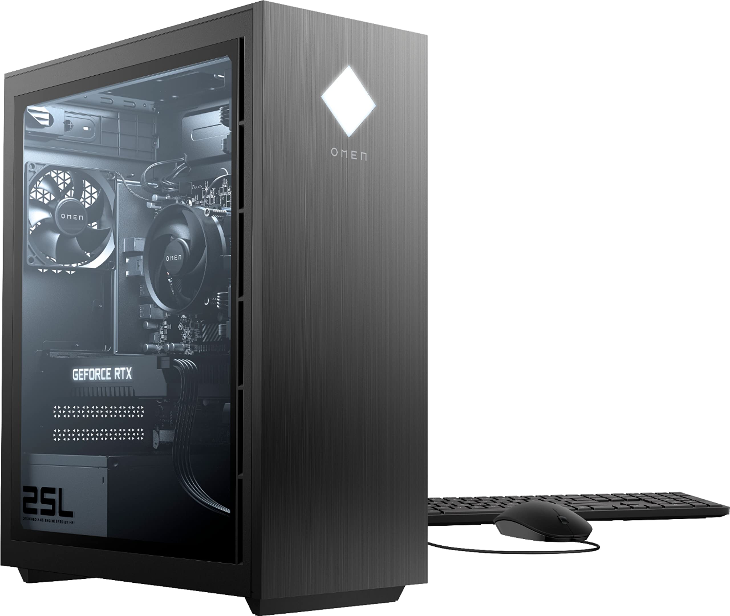 OMEN 25L Gaming Desktop PC, NVIDIA GeForce RTX 2060, 10th Generation Intel Core i7-10700F Processor, HyperX 16 GB RAM, 512 GB SSD and 1 TB Hard Drive, Windows 10 Home (GT12-0060, 2020), Shadow black