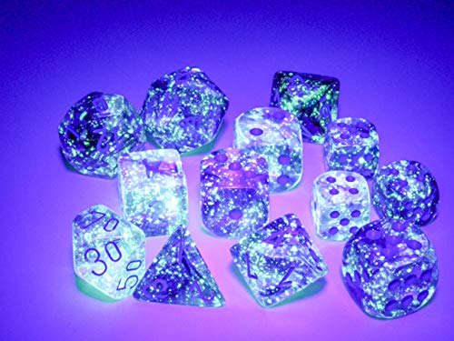 Chessex Nebula Dice Block 16mm d6 Nocturnal with Blue Luminary (12 dice)