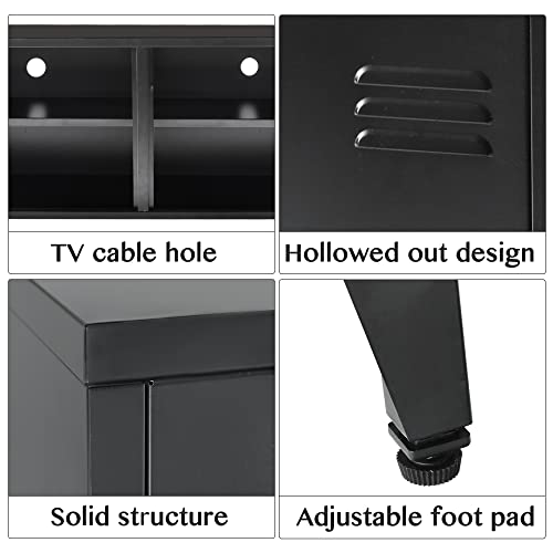 HOPUBUY Metal Storage Cabinet with Lock, Steel Locker Cabinet with Removable Shelves and 2 Locking Doors, Black Storage Cabinets for Home, Garage, Office, Bedroom