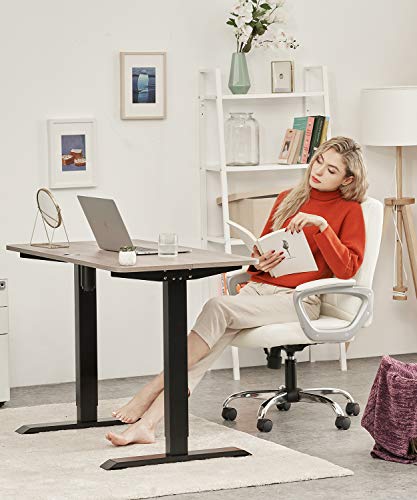 CLATINA Leather Office Executive Chair, Mid Back Computer Desk Chair with Lumbar Support and Padded Armrests, Ergonomic Adjustable Swivel Chair for Home, White