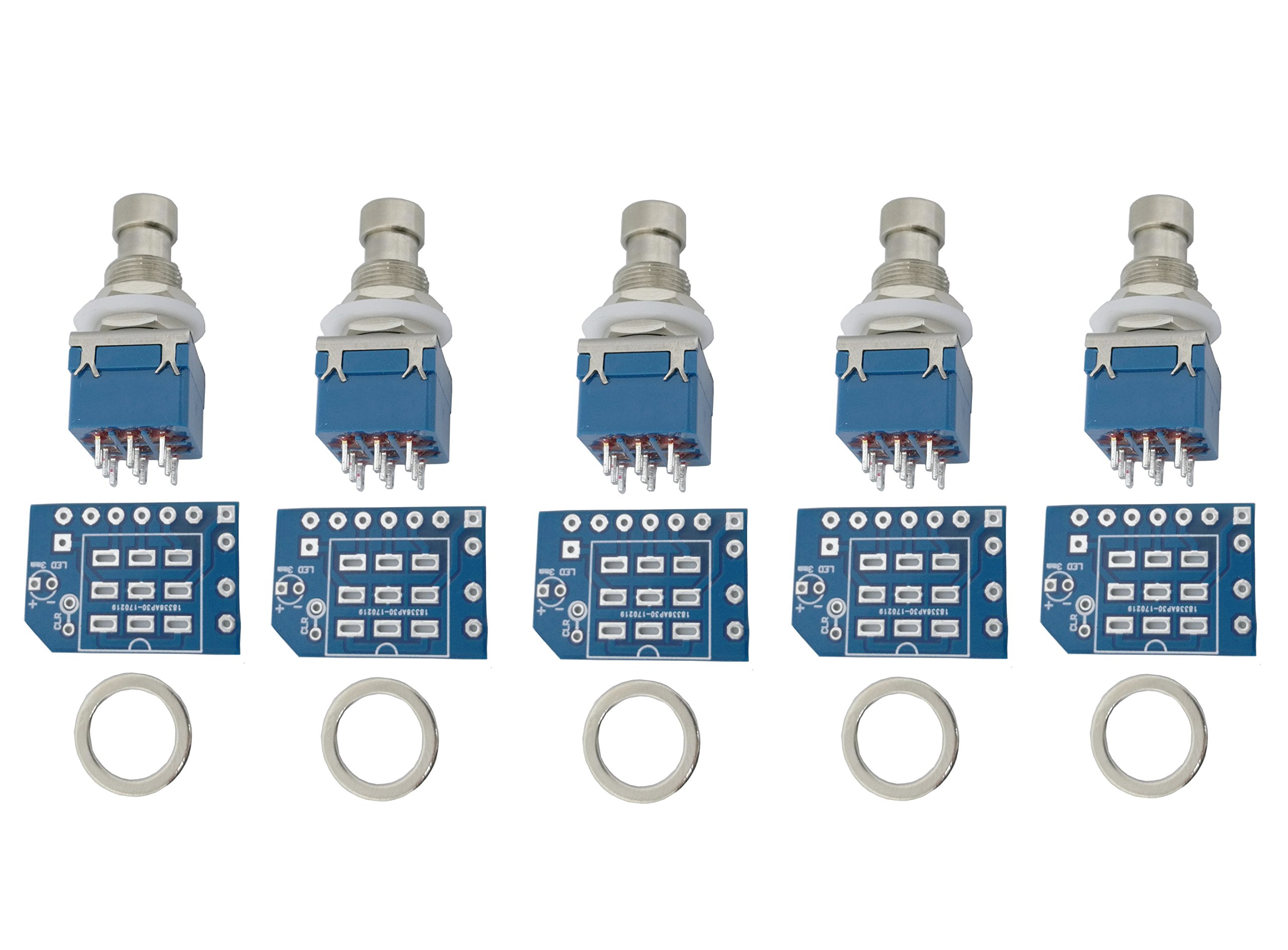 5 pcs 3pdt Stomp Footswitch incl. PCB, metal washer, for Guitar Pedal True Bypass foot switch