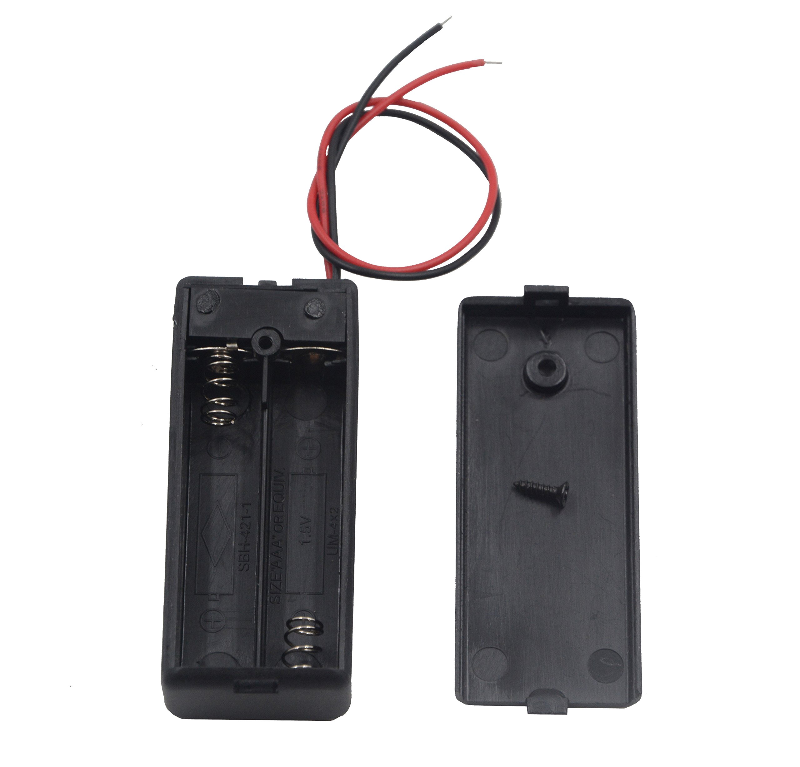 LampVPath (Pack of 3 2 AAA Battery Holder with Switch, 2 x 1.5V AAA Battery Holder Case with Wire Leads and ON/Off Switch