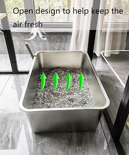 hannger Stainless Steel Cat Litter Box, 4 Pack Extra Large High Sided Cat Litter Box, Metal Litter Box for Cats and Rabbit, Odor Control Litter Pan, Easy to Clean, 23.4" L x 15.7" W, 5.9" Deep