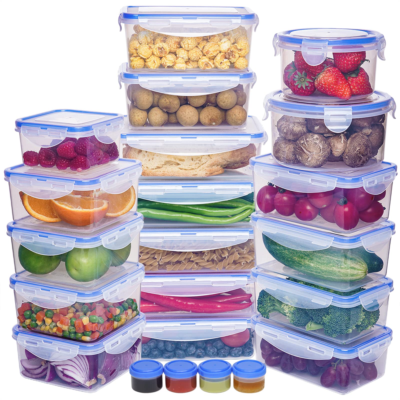 44 Pcs Large Food Storage Containers Set,Airtight Plastic Food Containers with Snap Lids,Leak Proof Food Containers with Lids,Plastic Storage Containers with Lids,Lunch&Leftover Storage Bowl-BPA Free