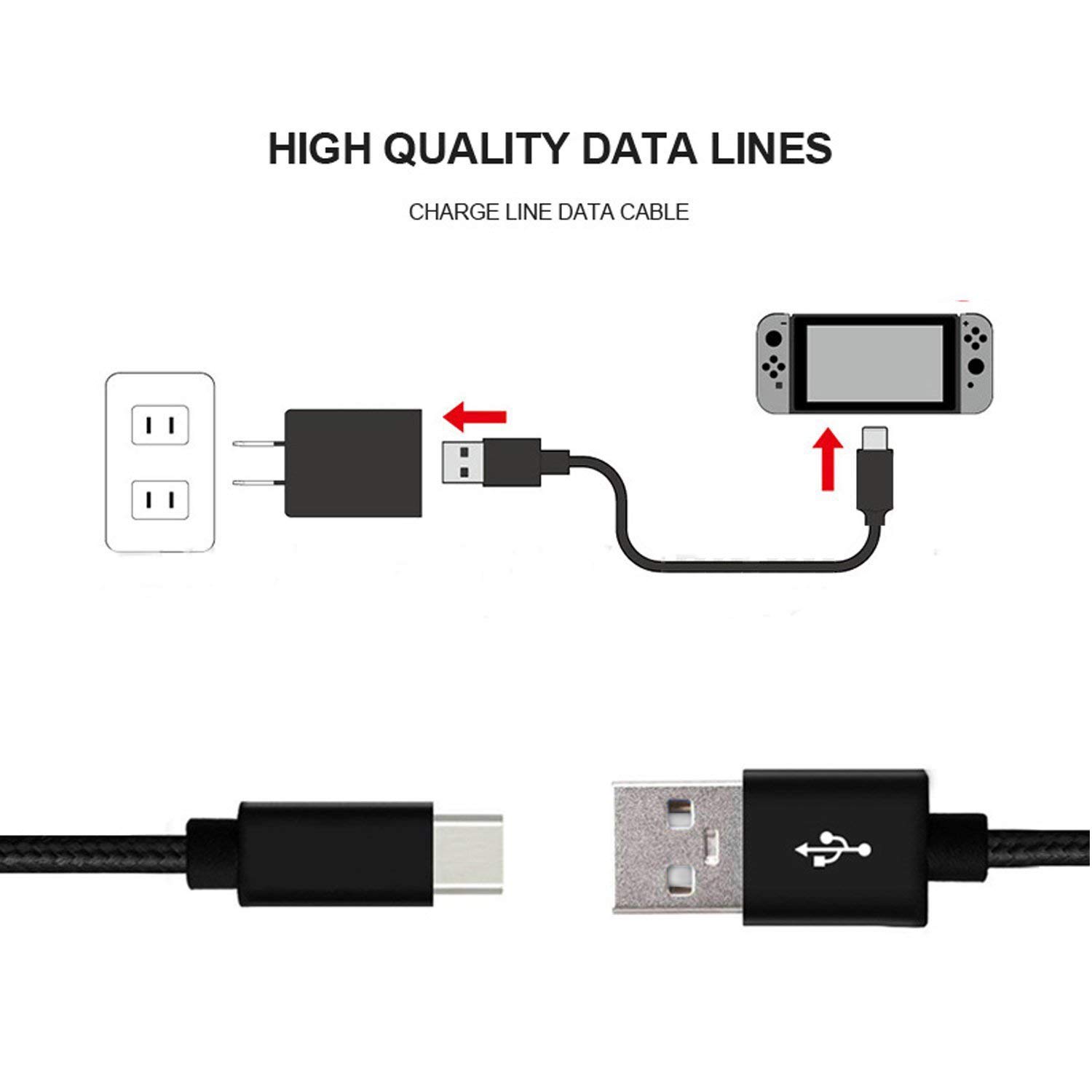 6amLifestyle Charger Cable for Nintendo Switch and Switch Lite, 6.6FT Nylon Braided Fast Charging USB Type C Charging Cable Compatible with Nintendo Switch/Lite, PS5, Xbox Series X Controller