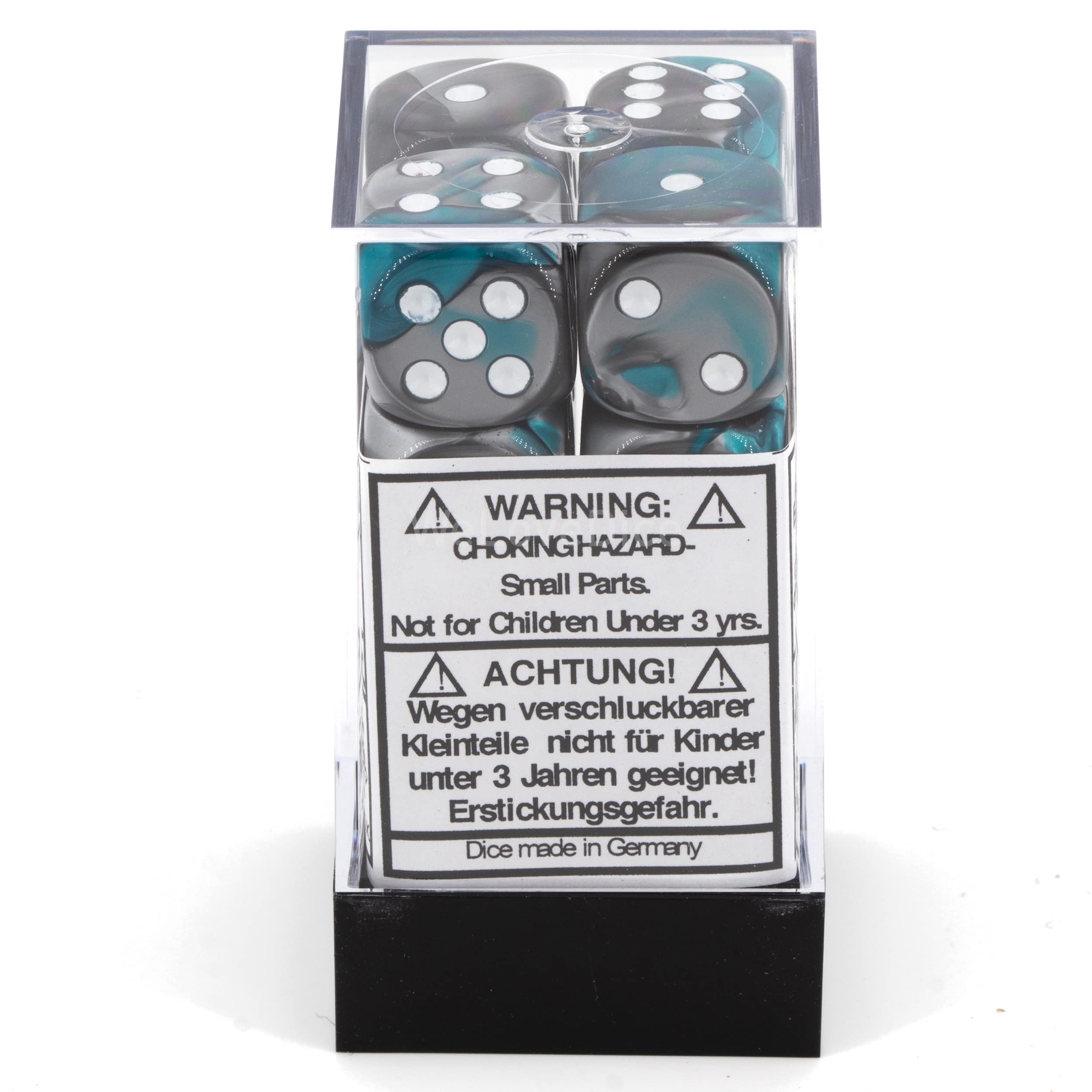 Chessex DND Dice Set D&D Dice-16mm Gemini Steel, Teal, and White Plastic Polyhedral Dice Set-Dungeons and Dragons Dice Includes 12 Dice β D6 (CHX26656)