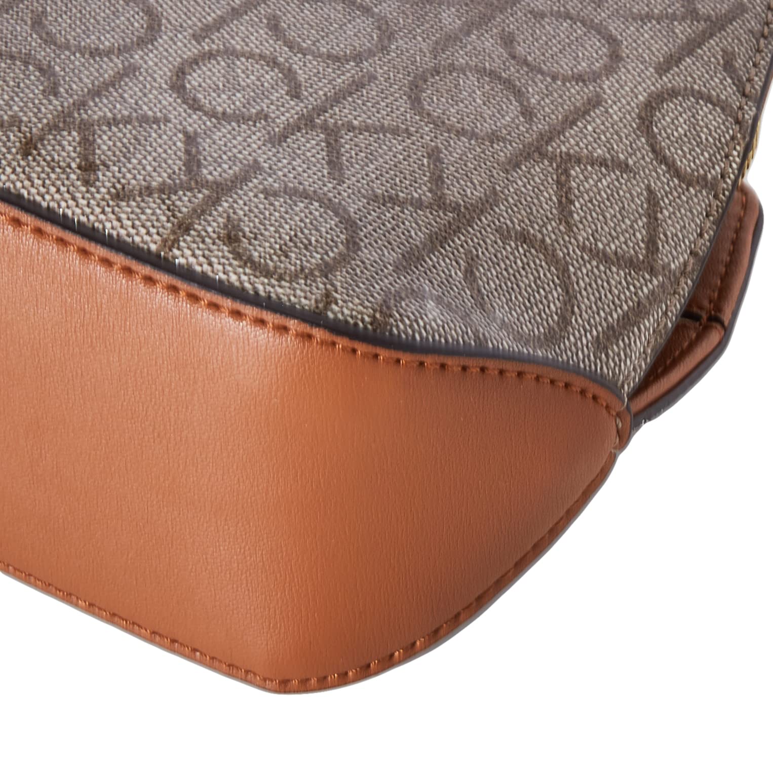 Calvin Klein Women's Lucy Triple Compartment Crossbody, Almond/Taupe/Floral, One Size