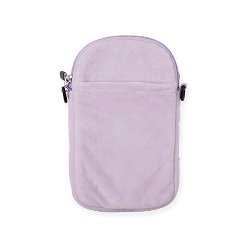 BT21 Baby Series MANG Character Plush Coin Purse Makeup Toiletry Pouch Card Wallet with Lanyard, Light Purple