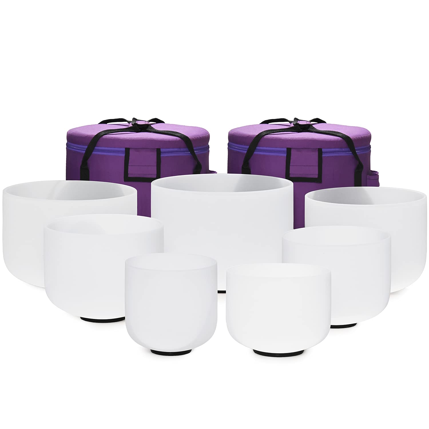 440HZ 6''-12'' Set of 7 PCS Crystal Singing Bowl with 2 Pcs Carrier Bags