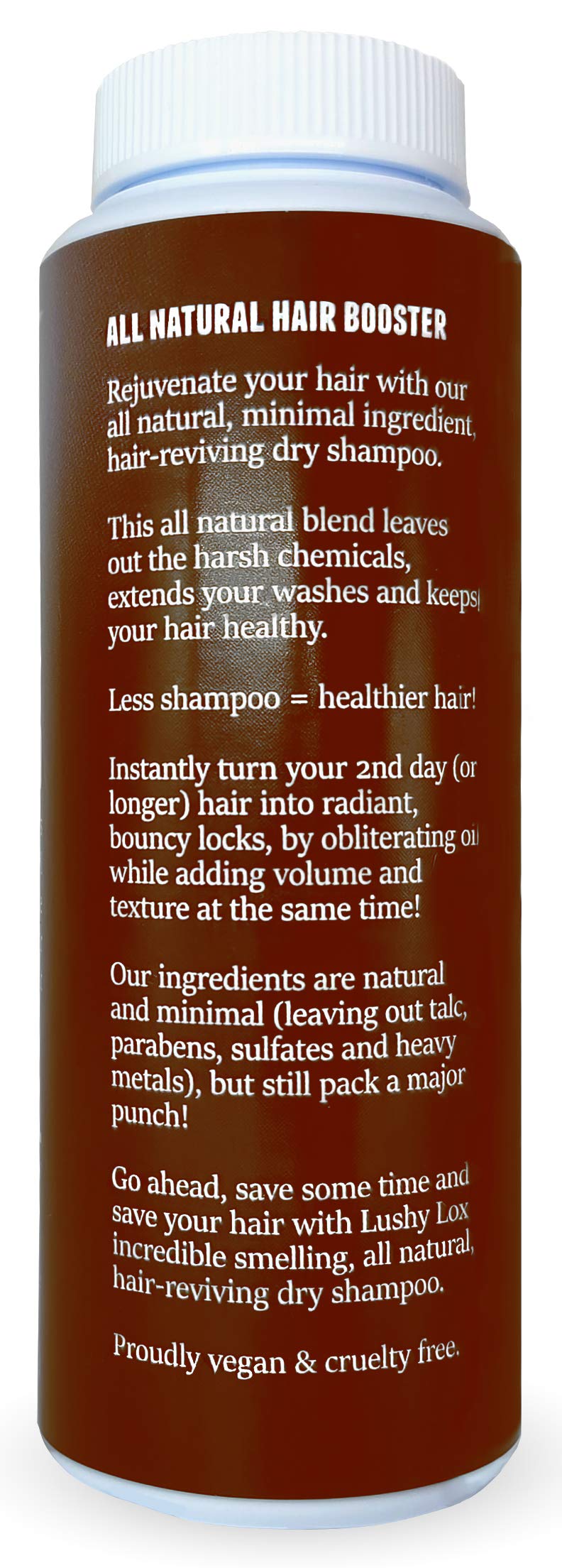 Lushy Lox Dry Shampoo Powder for Brown or Brunette Hair Shades - All Natural Ingredients 1.7 oz