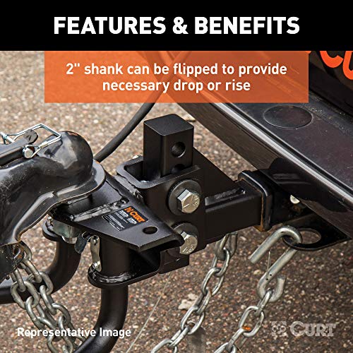 CURT 17052 Round Bar Weight Distribution Hitch with Integrated Lubrication, Up to 10K, 2-Inch Shank