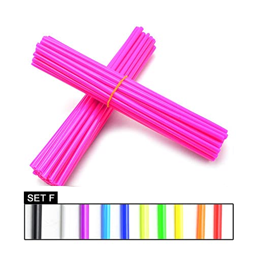 BEEGETTE Bicycle Spoke Skins Wraps BMX MTB Kids Road Mountain Bike Colorful Wheel Decoration-72 Pcs (Pink)