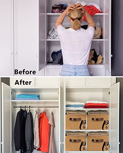 Please Remove Your Shoes Storage Basket Waterproof Cube Storage Bin Organizer with Handles, Farmhouse Brown Collapsible Storage Cubes Bins for Clothes Books Toys 15"x11"x9.5"