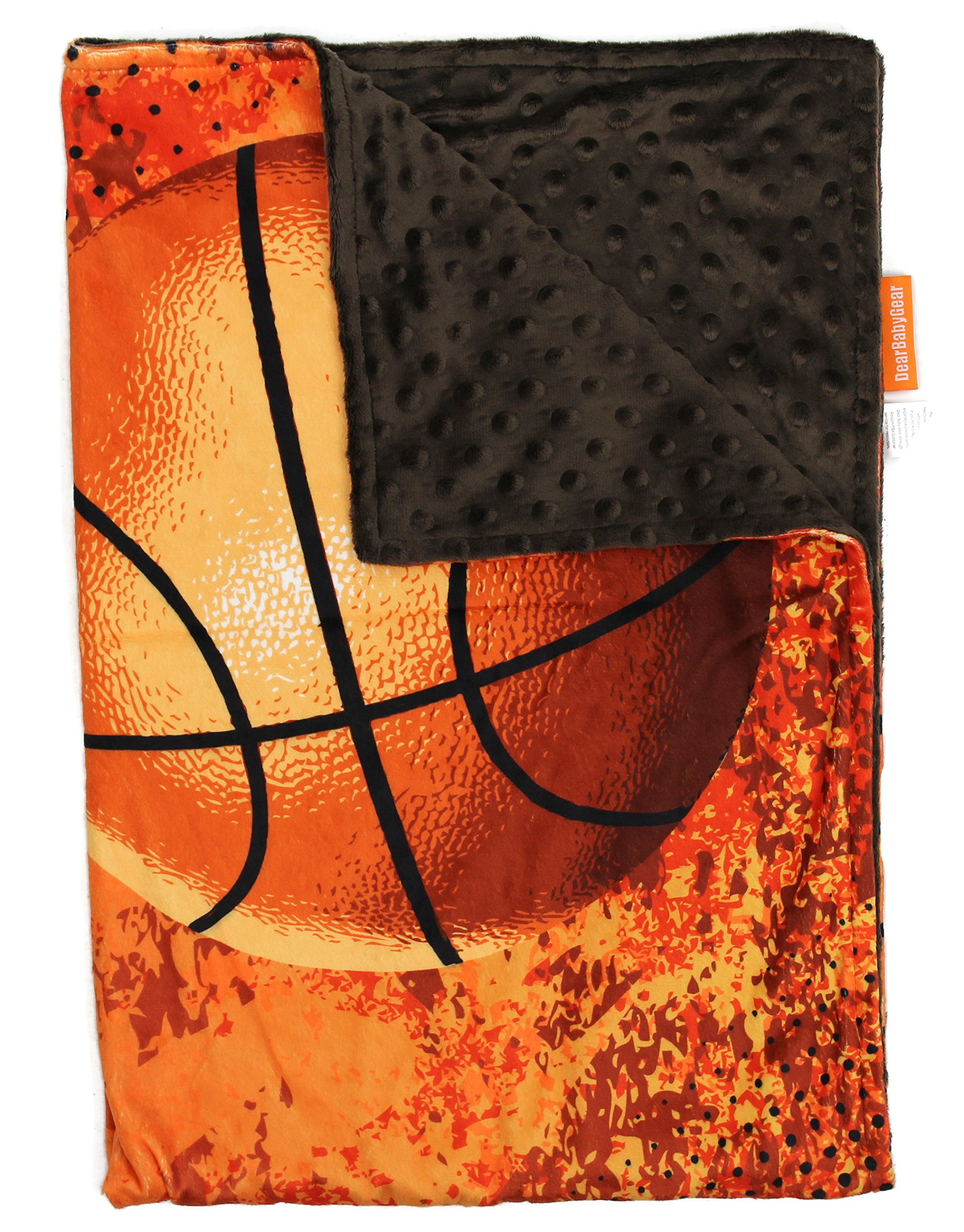 Dear Baby Gear Deluxe Baby Blankets, Custom Minky Print Basketball, 38 Inches by 29 Inches