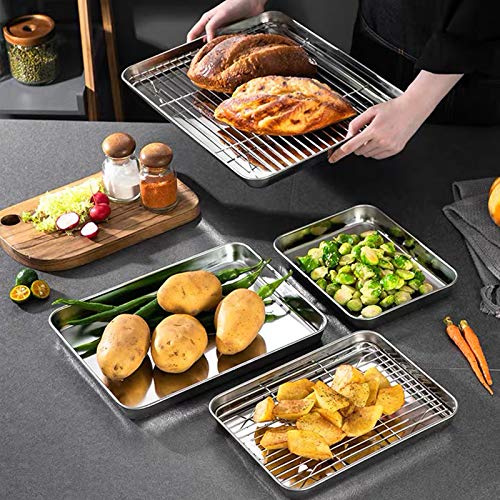 Baking Sheet Cookie Sheet Set of 2, Umite Chef Stainless Steel Baking Pans Tray Professional 12 inch, Non Toxic & Healthy, Mirror Finish & Rust Free, Easy Clean & Dishwasher Safe