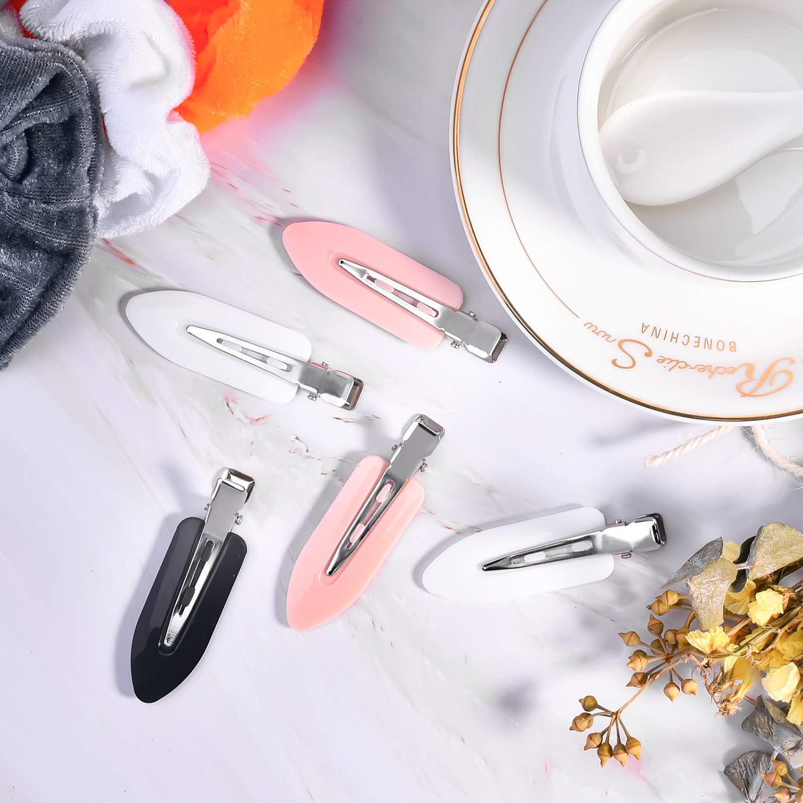 QUEENTI Hair Clip, 12Pcs No Crease Hair Clips for Styling, Makeup, Sleeping, Makeup Application ABS Resin and Stainless Steel, Non Slip, No Bend Design, Suitable for All Hairstyles