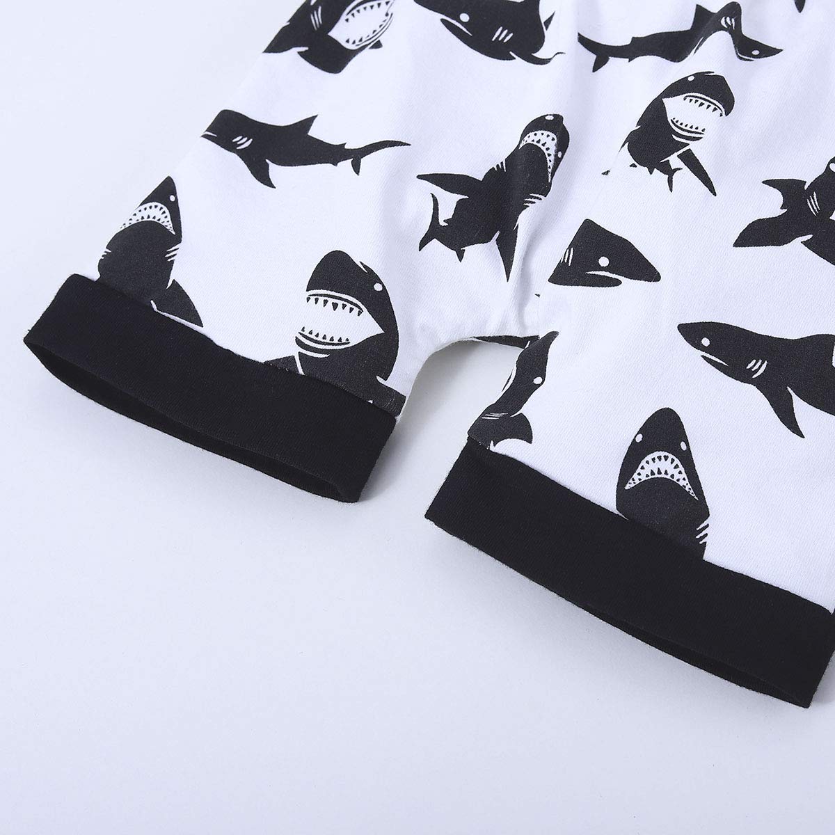 U·nikaka Toddler Baby Boy Cartoon Short Sleeve Button Down Shirt & Casual Shorts Kids Summer Outfits Clothes Set Black, 12-18 Months