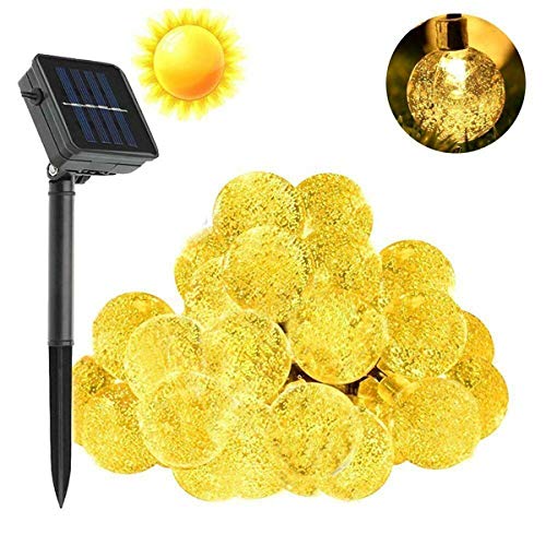 Christmas Decoration Light String- 6M 40LED Crystal Ball Solar String Lights Christmas Fairy Garden Lights for Outdoor Home Lawn Patio Party and Holiday Decorations (Warm Light)