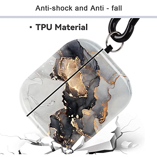 AirPods 3 Case Cover Graceful Marble Hard Protective Case Shockproof Cover with Keychain Compatible with Apple AirPods Charging Case 3 TPU Case for Airpods 3