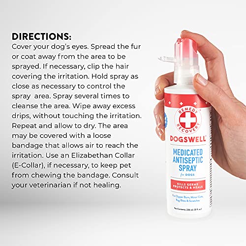 DOGSWELL Remedy + Recovery Medicated Antiseptic Spray for Dogs, 4 oz. (Packaging May Vary)