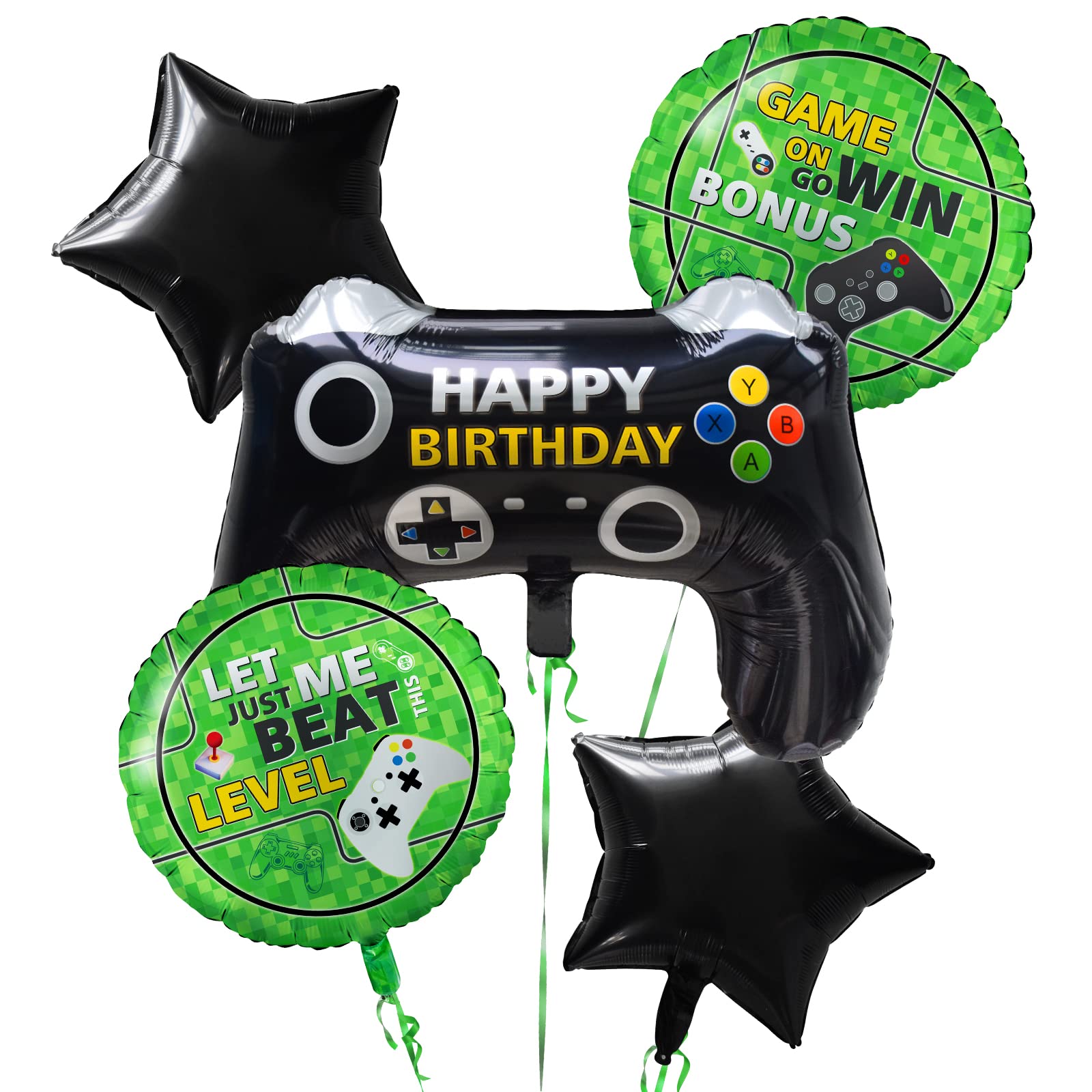 5 Pcs Video Game Party Decoration, Level Up Birthday BalloonsοΌVideo Game Foil Balloon for Game On Birthday Party Supplies