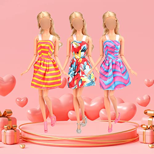 BARWA 42 pcs Doll Clothes and Accessories 10 pcs Party Dresses 32 pcs Shoes, Crown, Necklace Accessories for 11.5 inch Doll