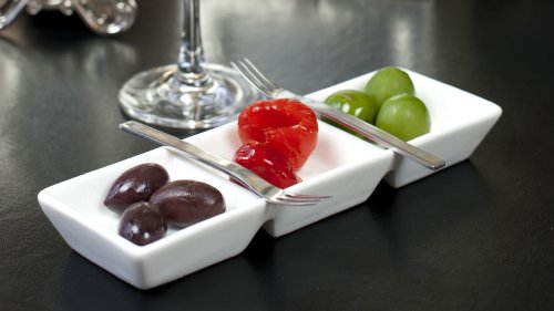 Fortessa Fortaluxe Vitrified China Dinnerware, Rectangular 3-Compartment Dipping Tray, 7.25-Inch, Set of 6