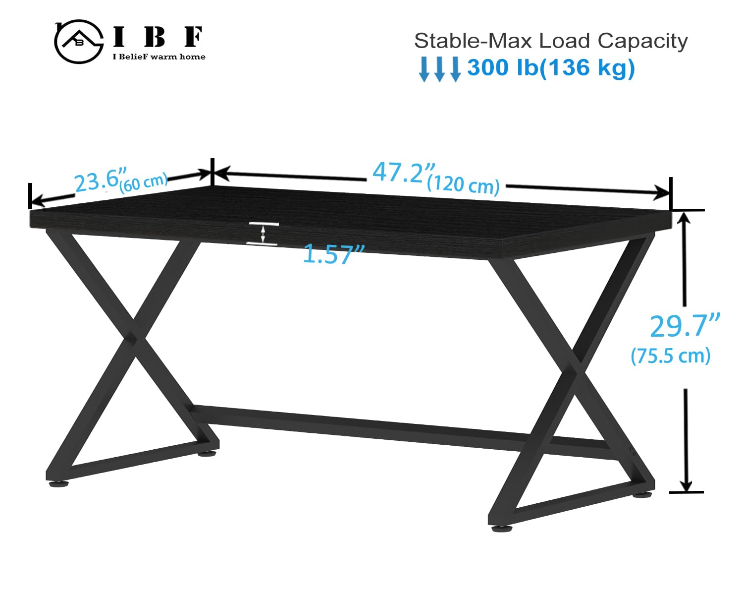 IBF Gray Computer Desk, Modern Writing Study Desk for Home Office, Industrial Wooden Metal Executive Work Desk, Simple Pc Gaming Laptop Workstation Computer Table in Bedroom, Light Grey Oak, 55 Inch