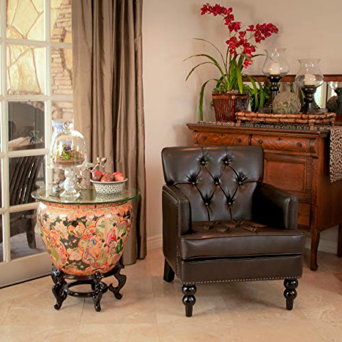 Christopher Knight Home Malone Leather Club Chair, Brown 28D x 29.5W x 33.5H Inch