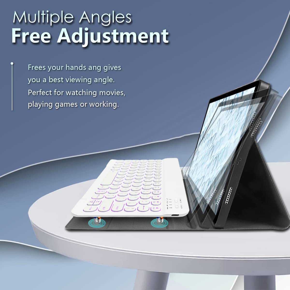 Wineecy Backlit Keyboard Case for Samsung Galaxy Tab A 10.1" 2019, 7 Colors Backlight Magnetically Detachable Wireless Keyboard & PU Folio Stand Cover Case for SM-T510, SM-T515, SM-T517 Tablet (Pink)