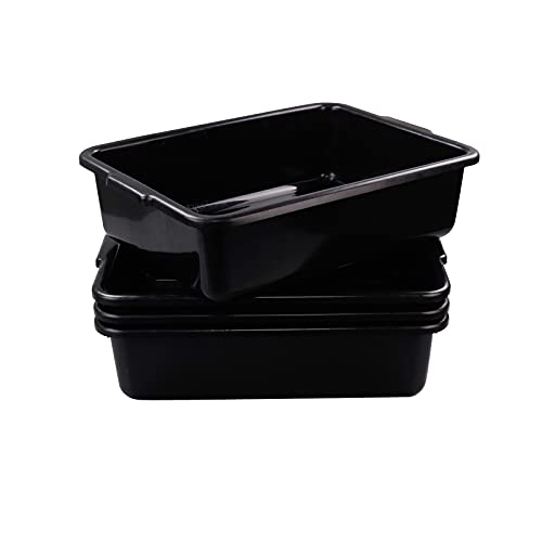 Buyitt 4-Pack 24 L Commercial Bus Box, Plastic Utility Bus Tubs, Black