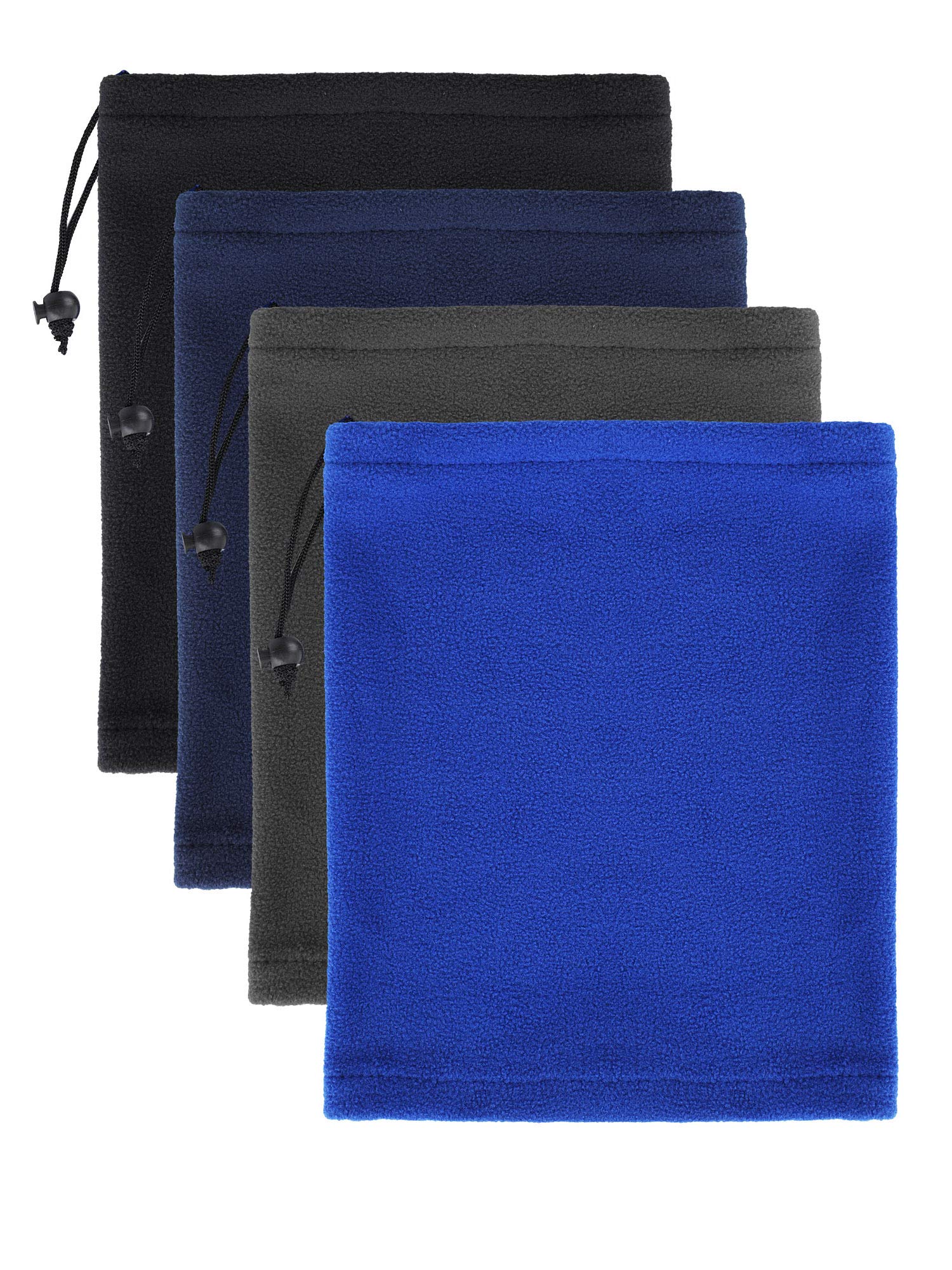 4 Pieces Kids Snood Winter Neck Warmers Fleece Gaiter Windproof Cuellos Cover (Black, Dark Grey, Royal Blue, Navy Blue)