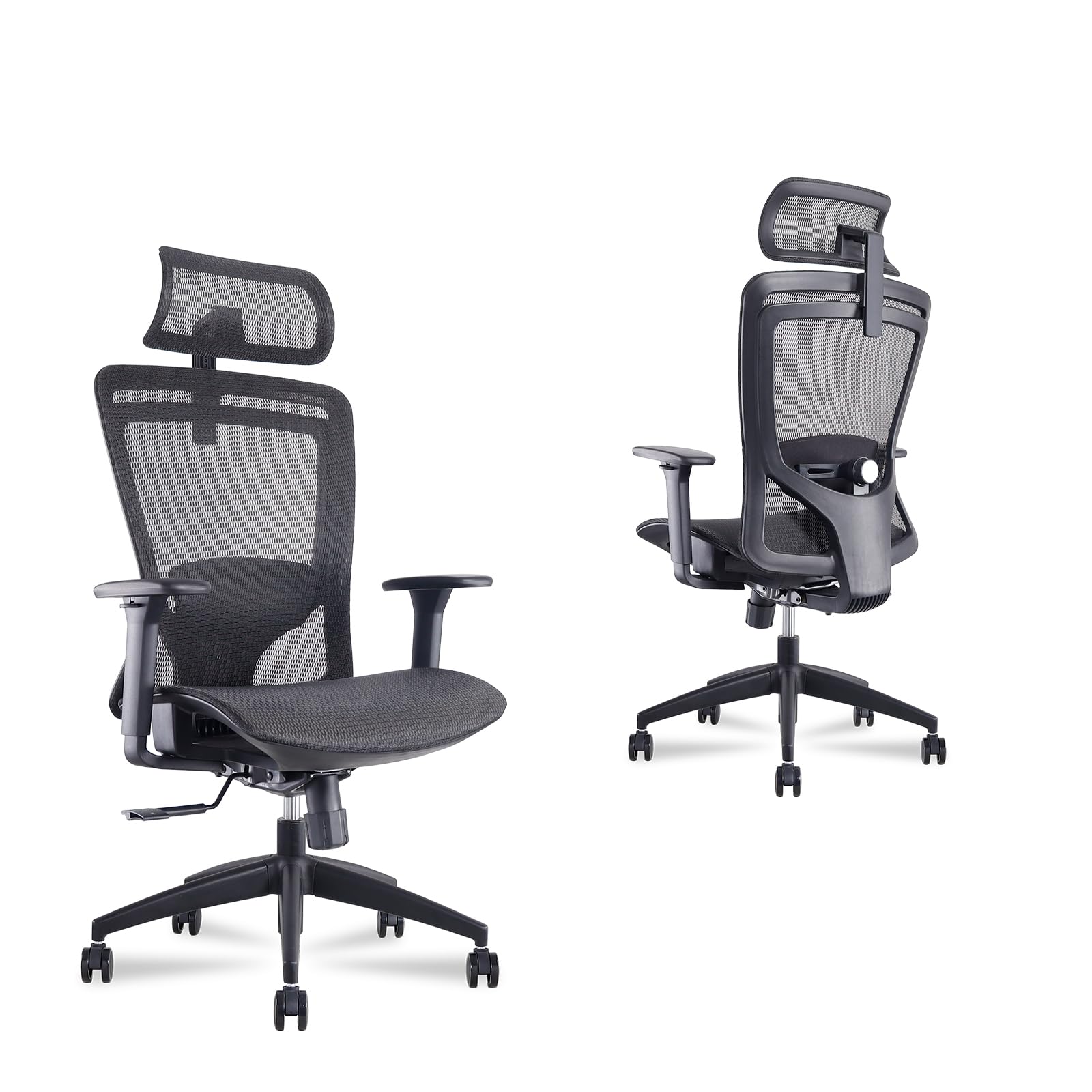 ZUERST Ergonomic Office Chair - Reclining Office Chair with Mesh Seat and Back, 5D Adiustable Headrest, 4D Lumbar Support, Armrest, Big and Tall Swivel Rocking Computer Desk Chairs for Home Office (Bl