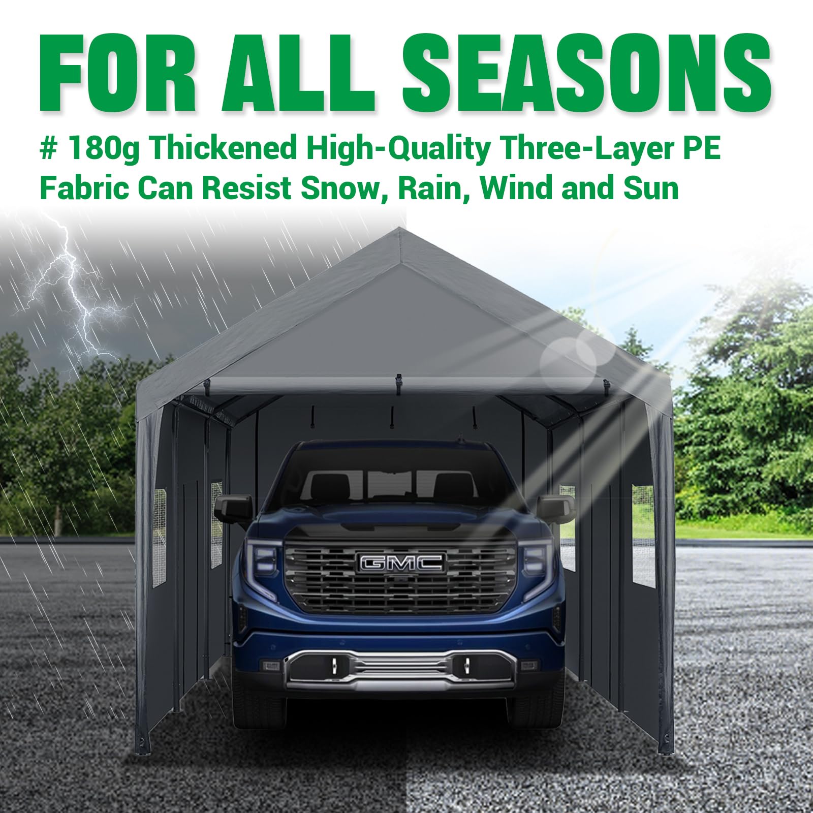 Acepic Carport (Grey, 12x20FT)