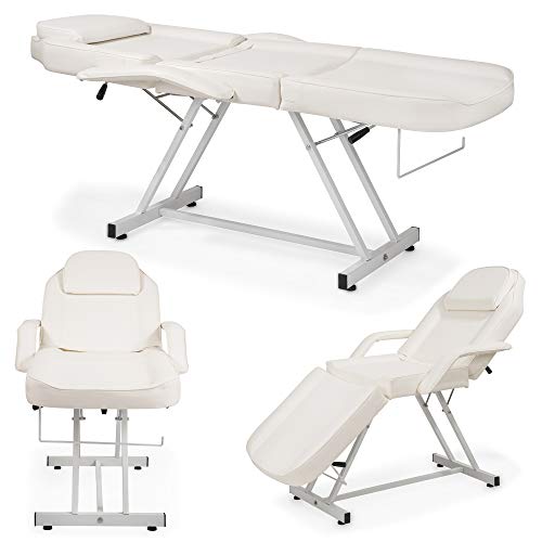 Lovpear Adjustable Massage Bed Waxing Table for Profeesioanl Tattoo Chair Eyelash Chair Salon Spa Equipment(White)