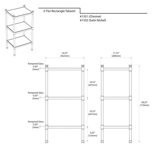 Gatco 1352 3-Tier Rectangle Taboret in Satin Nickel