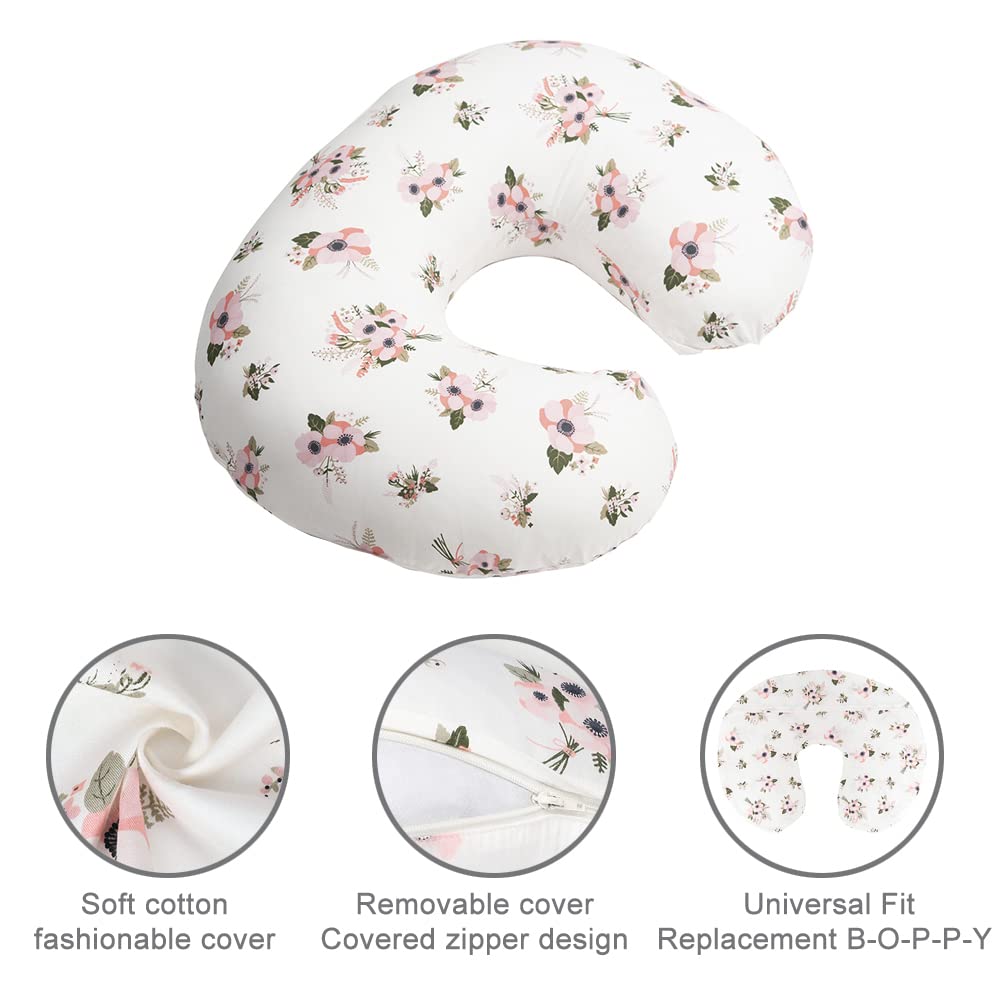 LAT Nursing Pillow Cover,100% Natural Cotton Breastfeeding Pillow Slipcover,Extra Soft and Snug on Baby Nursing Pillow(2 Pack,A)