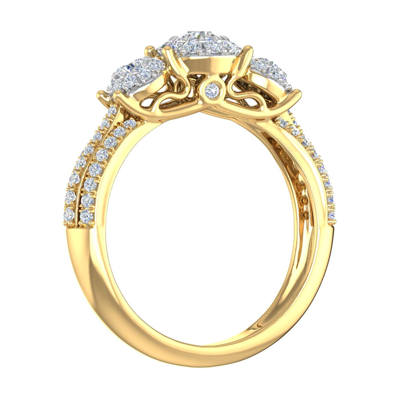 3/4 Carat 3-Stone Diamond Engagement Ring in 10K Yellow Gold (Ring Size 9.25)
