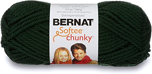 Bernat Softee Chunky Dark Green Yarn - 3 Pack of 100g/3.5oz - Acrylic - 6 Super Bulky - 108 Yards - Knitting/Crochet